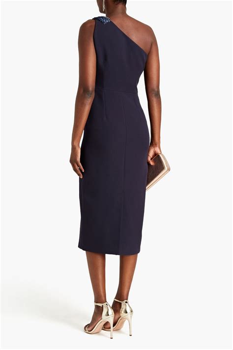 SAFIYAA Sinead One Shoulder Sequin Embellished Crepe Midi Dress THE