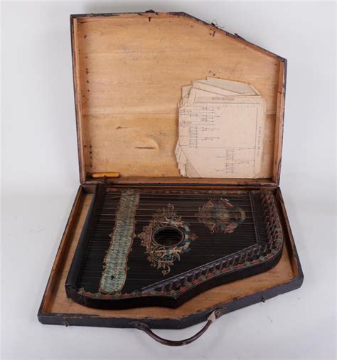 At Auction A Late 19th Century Zither Or Lap Harp Original Case Music And Tuning Key