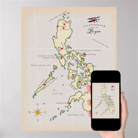 Illustrated Map Of Luzon Philippines Map Poster Zazzle