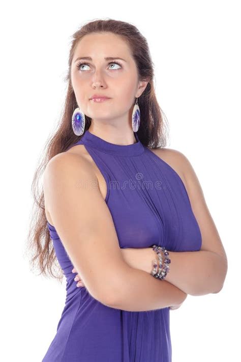 Portrait Of A Beautiful Young Woman In Blue Dress Stock Image Image