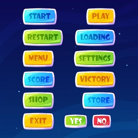 premium vector game menu elements and options buttons play settings