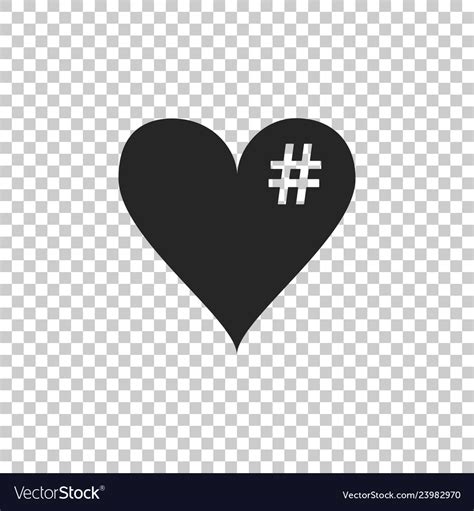 Hash Love Icon Hashtag Heart Symbol Royalty Free Vector