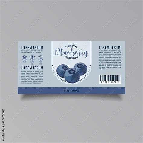 Blueberry Jam Label Template Modern Vector Packaging Design Layout