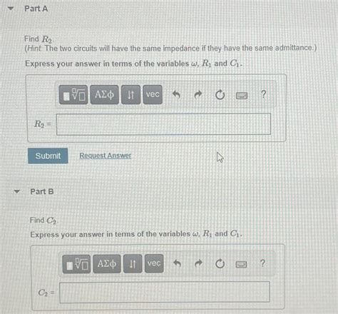 Solved At A Given Frequency ω The Circuits In The Figures
