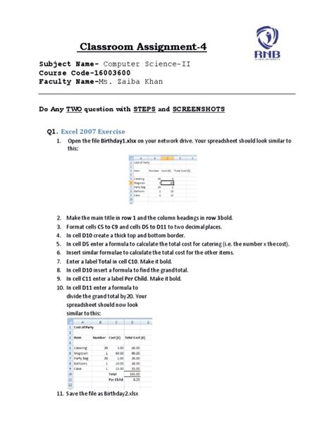 Ms Excel Assigment Pdf Spreadsheet Spreadsheet Software