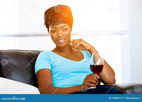 Beautiful Young Woman Holding Glass With Red Wine Stock Image Image