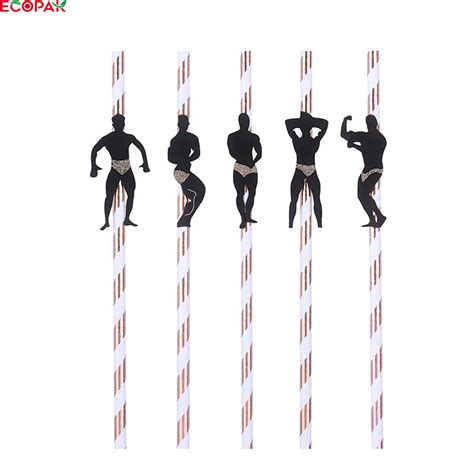 Theme Party Stripe Biodegradable Straws Thread Disposable Drinking