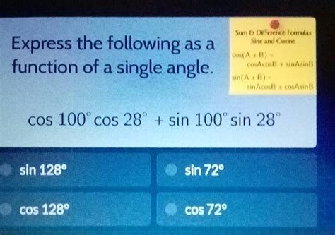 solved sum andr difference formulas express the following as a sine and