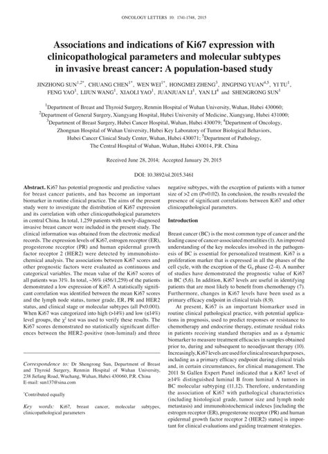 Pdf Associations And Indications Of Ki67 Expression With