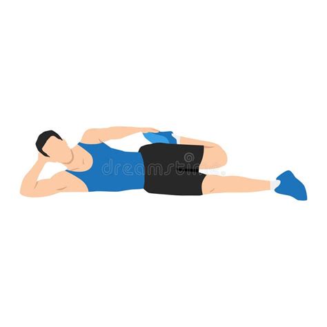 Man Doing Side Lying Quad Stretch Exercise Stock Vector Illustration