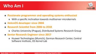 Lessons Learned From Porting Helenos To Risc V Ppt