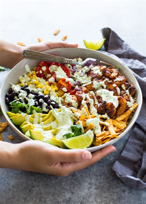 Shrimp Taco Bowls With Low Fat Creamy Cilantro Sauce Gimme Delicious