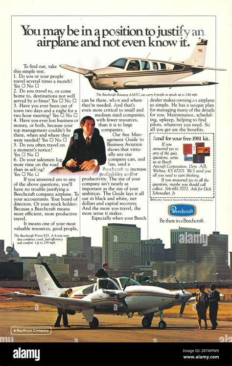 Beechcraft Baron Private Jet Advert In A Magazine Stock Photo Alamy
