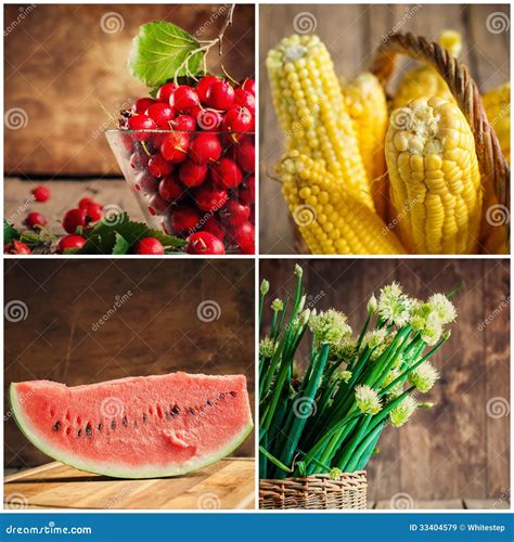 Colagem De Legumes Frescos De Bagas E De Frutos Foco Seletivo Imagem