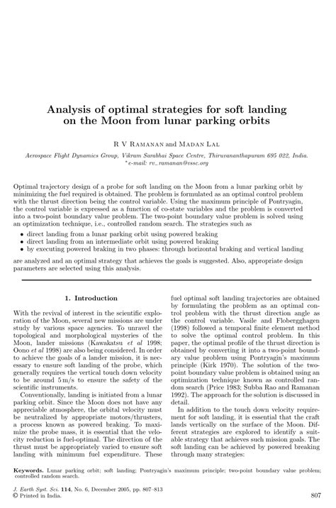 Pdf Analysis Of Optimal Strategies For Soft Landing On The Moon From Lunar Parking Orbits