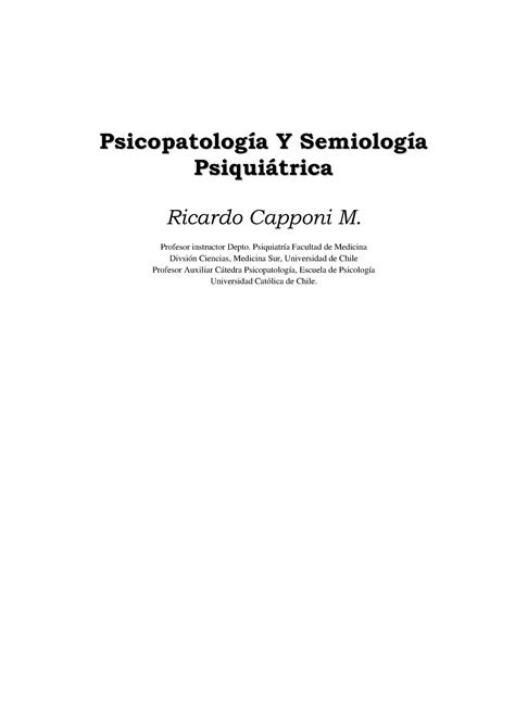 Psicopatologia Y Semiologia Psiquiatrica Psicopatología Y Semiología