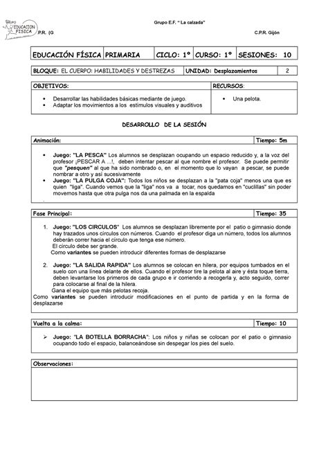 Desplazamientos 1 2 Del Instituto Grupo E “ La Calzada” C P G C P