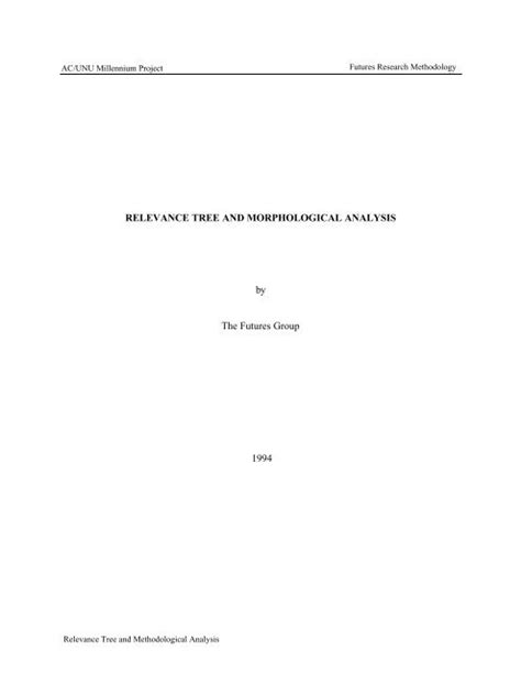 Relevance Tree And Morphological Analysis By The