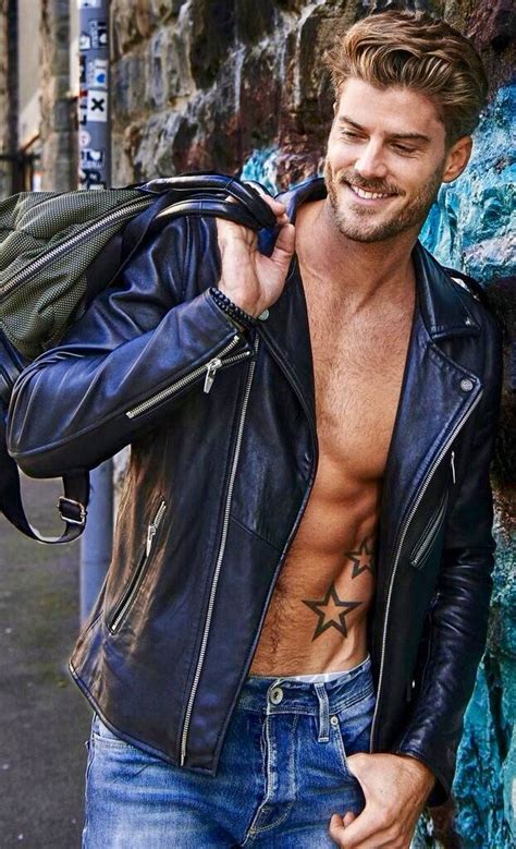 Classic Jacket With Bare Chest And Jeans Leather Outfit Leather