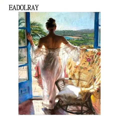 Eadolray Casual Sex Girl Landscape Diy Painting By Numbers Modern Wall