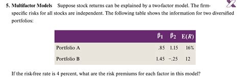 Solved 5 Multifactor Models Suppose Stock Returns Can Be