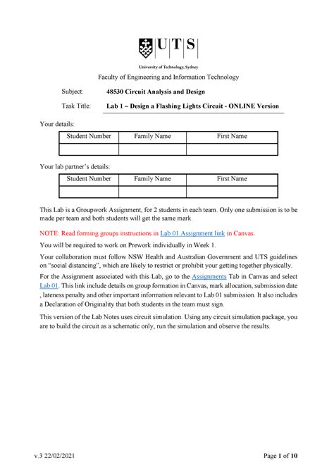 Lab Design A Flashing Lights Circuit Autumn Online V Faculty Of