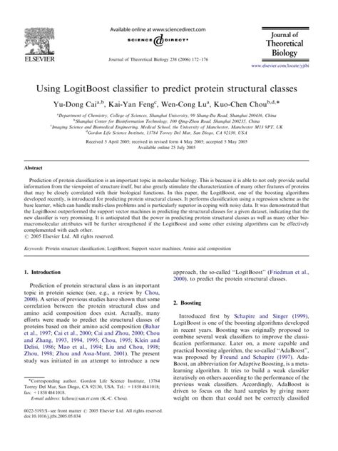 Using Logitboost Classifier To Predict Protein Structural Classes Pdf