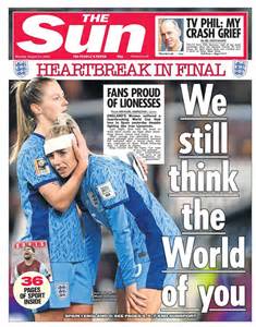 Newspaper Headlines Heartbreak For England Who Did Us All Proud