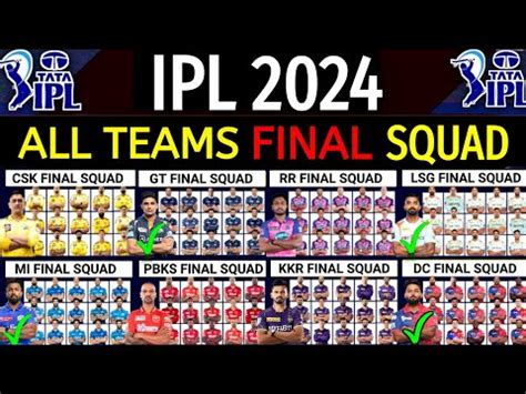IPL 2024 All Teams Final Squad All Teams Final Squad IPL 2024 All