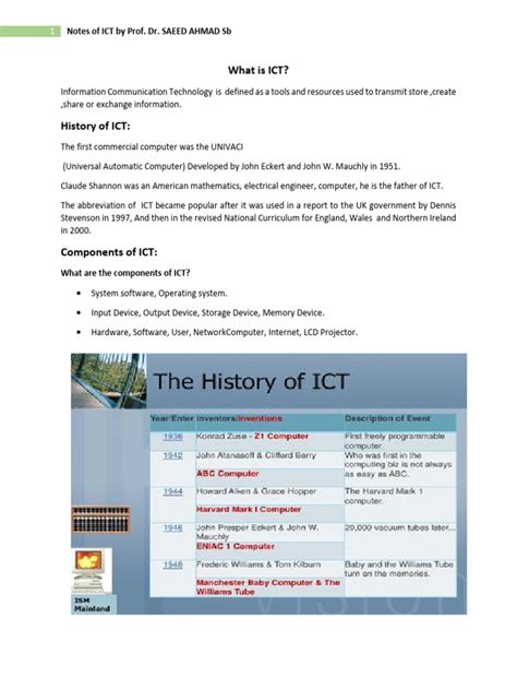 What Is Ict Notes Of Ict By Prof Dr Saeed Ahmad Sb Pdf World