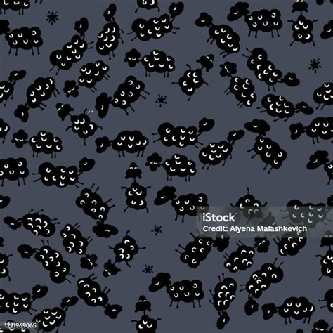 귀여운 잠자는 양과 원활한 패턴 어린이 의류 직물 직물 어린이 방 장식 포장지에 대한 디자인 벡터 일러스트레이션 구름에 대한 스톡 벡터 아트 및 기타 이미지 Istock