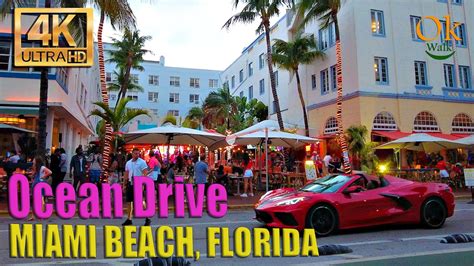 4k Night Walk Ocean Drive Miami Beach Florida Usa Summer 2022 Youtube