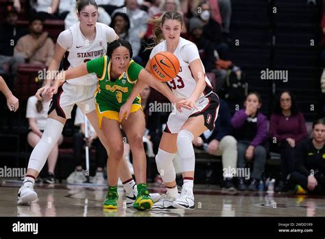 Stanford Guard Hannah Jump 33 Steals The Ball From Oregon Guard Sofia