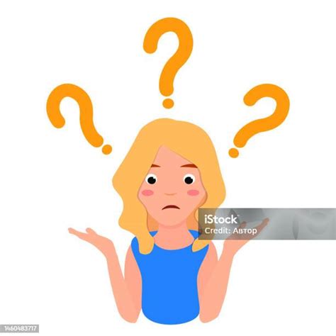 혼란스러운 여자 얼굴 질문 딜레마 문제 개념의 간단한 평면 벡터 삽화 흰색 만화 캐릭터에 격리 분석 마크를 묻는 비즈니스 Wtf 문구에 대한 스톡 벡터 아트 및 기타 이미지