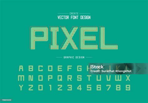 픽셀 글꼴 및 알파벳 벡터 정사각형 서체 문자 및 숫자 디자인 배경에 그래픽 텍스트 3차원 형태에 대한 스톡 벡터 아트 및 기타 이미지 3차원 형태 교육 그래픽