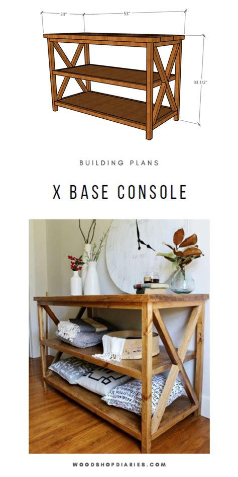 diy x base console table with middle shelf artofit