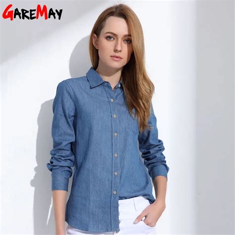 Buy Denim Shirt Female Long Sleeve Shirt Womens Denim