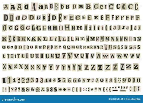 Ransom Letters Collage Cut Out Vector Alphabet