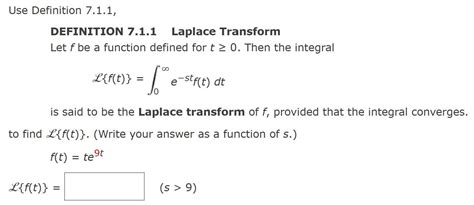 Solved DEFINITION Laplace Transform Let F Be A Chegg