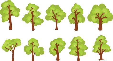 Tree Shape Collection Simple Vector Illustration 4552171 Vector Art At