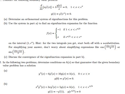 A Determine An Orthonormal System Of Eigenfunctions