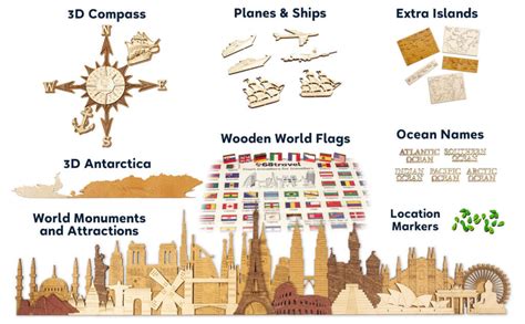 Carte du monde en bois décoration murale 68travel