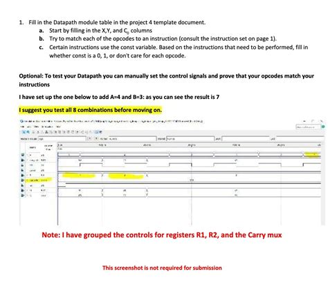 [solved] 1 fill in the datapath module table in the project 4 template