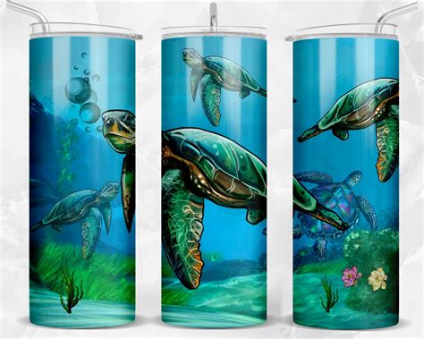 Sea Turtles 20oz Skinny Tumbler Png Sublimation Design Download Sea
