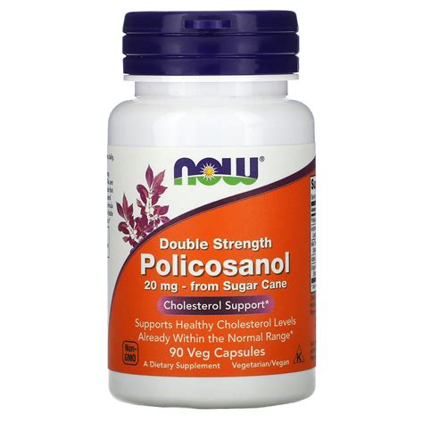Now Foods Double Strength Policosanol 20 Mg 90 Veg Capsules