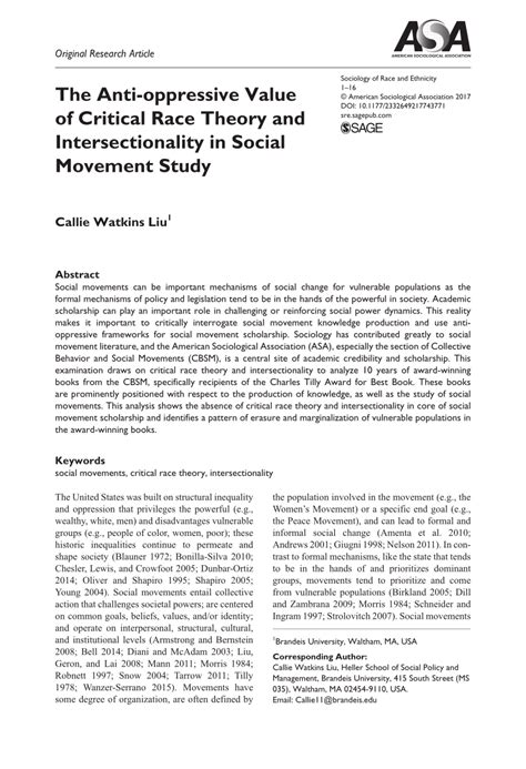 Pdf The Anti Oppressive Value Of Critical Race Theory And