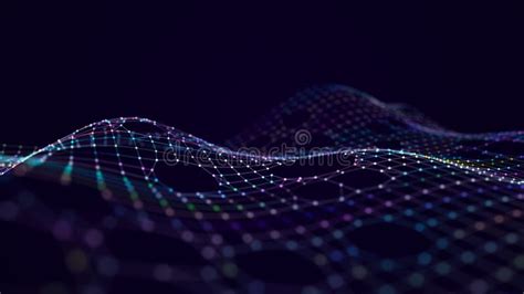 Futuristic Abstract Mesh Wave With The Connection Of Dots And Lines