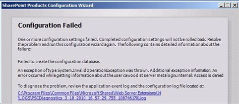 Cawoods Blog Geek Literature Sharepoint 2010 Config Wizard Error