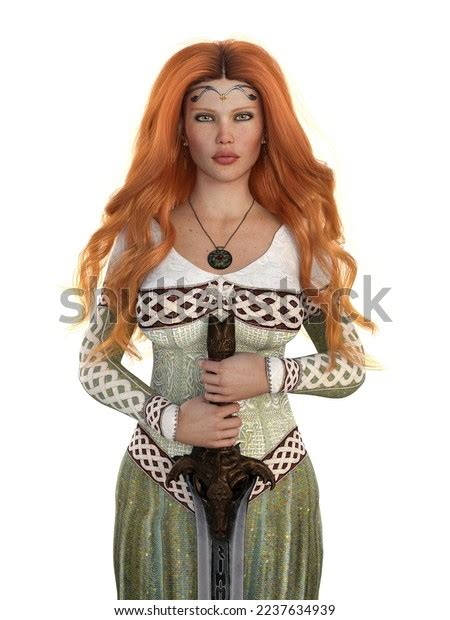Portrait Beautiful Fantasy Medieval Queen Princess Stock Illustration