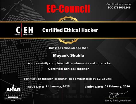 Mayank Shukla On Linkedin Ceh Cybersecurity Ethicalhacking Professionalgrowth Gratitude